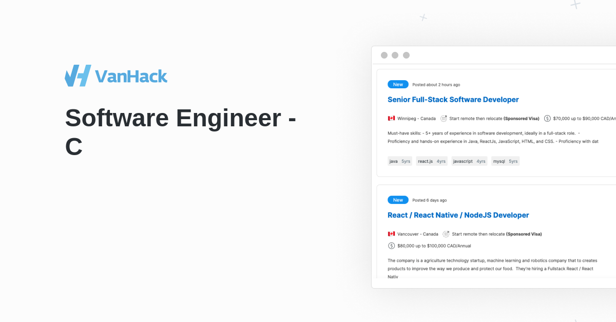 Software Engineer - C# .NET - VanHack